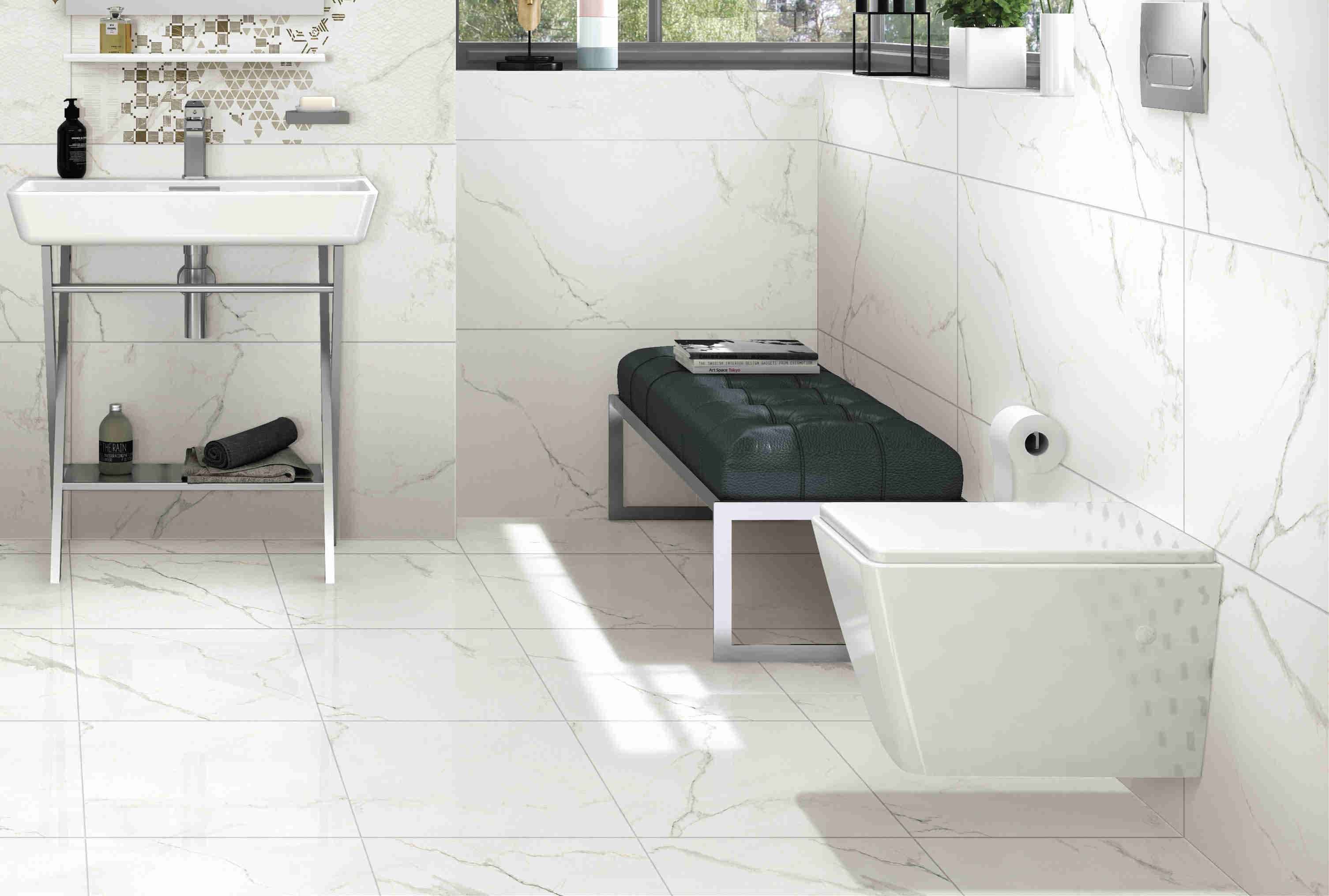 High Glossy Super White Marble Effect Porcelain Tiles 400x800 10mm