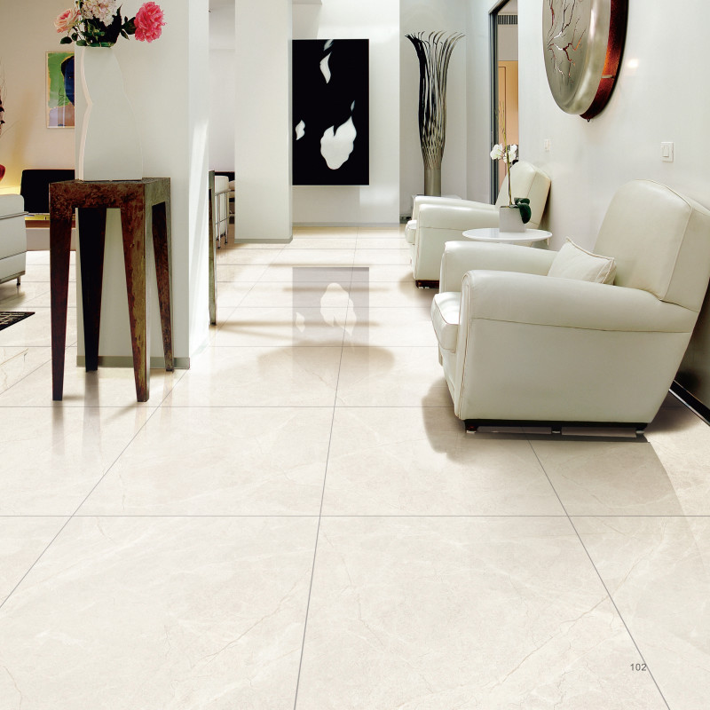 Polished Glazed Porcelain Tile with Rectified Edge 9mm Thickness