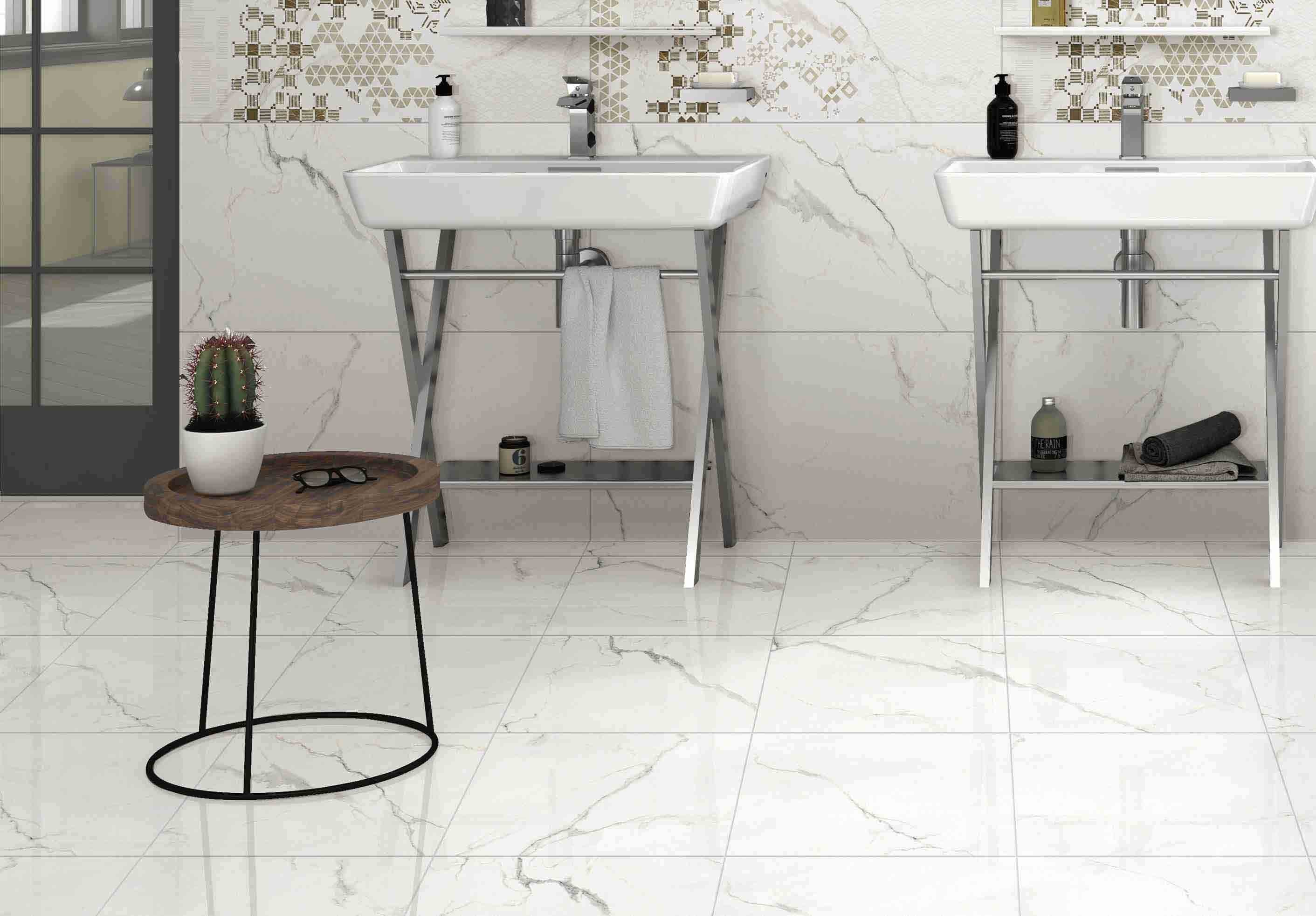 High Glossy Super White Marble Effect Porcelain Tiles 400x800 10mm ...