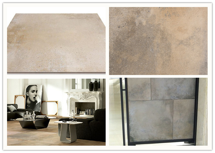 Durable Cement Look Porcelain Tile Glazed Concave Convex Pattern Surface